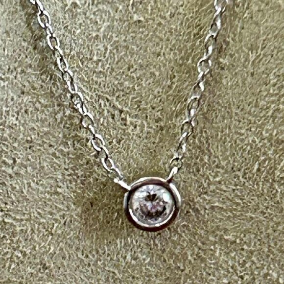 Jewelry | Simple Silver Necklace With Clear Bezel Crystal | Poshmark